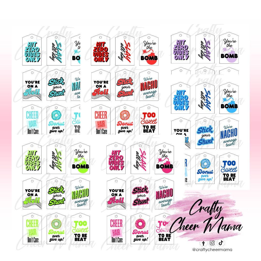 Cheer Tags / Snack Tags/cheer Tags Bundle/all Things Cheer/ Team Mom ...