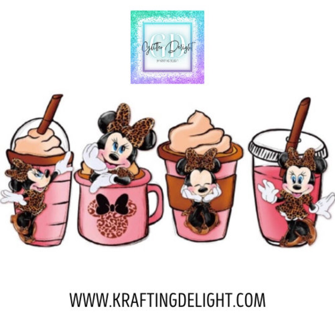 Girl Mouse Latte UVDTF Cup Wrap - UVDTF 16oz Glass Can Transfer - Ready ...