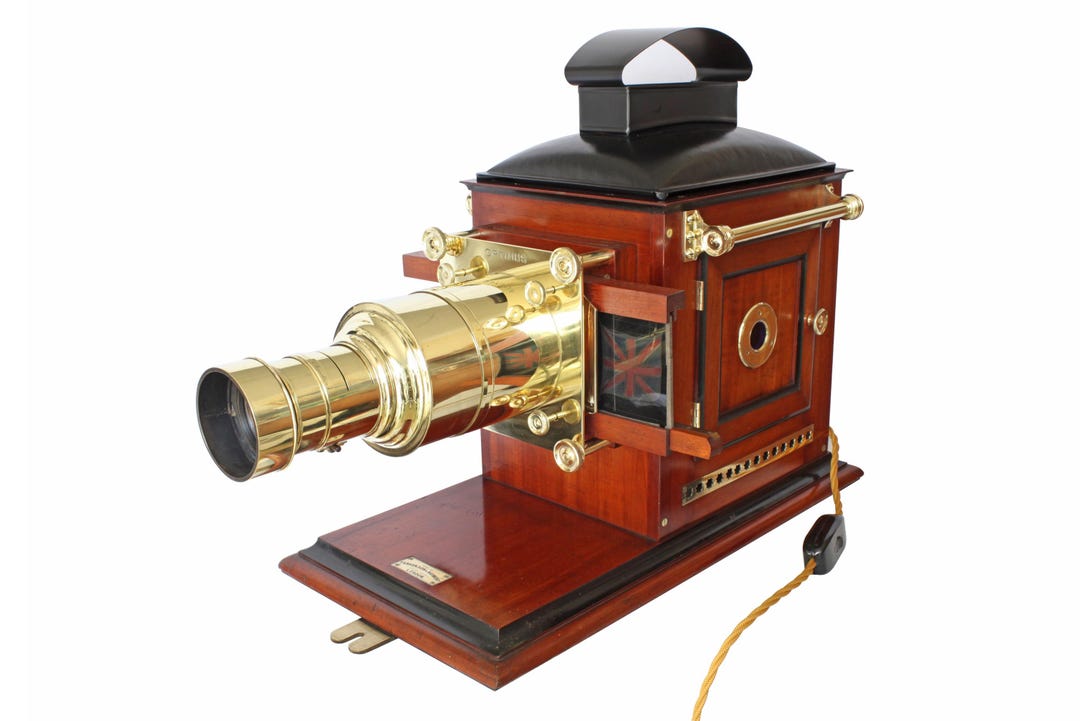 Working Antique Magic Lantern Projector Brass & Mahogany. Perken, Son ...