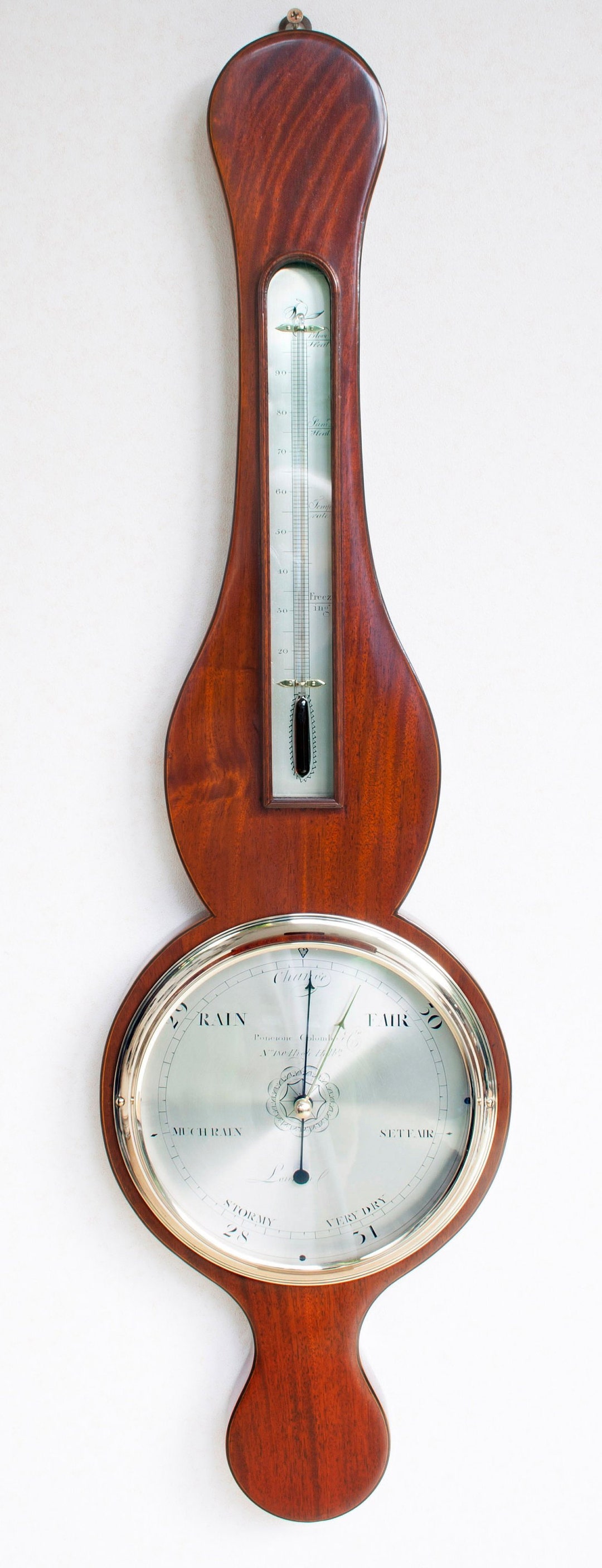Antique Early English Round Top Banjo Wheel Barometer by Poncione ...