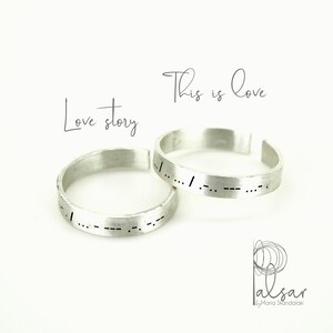 Morse Code Ring Morse Code Jewelry Engraved Couple Ring Lovers Ring ...