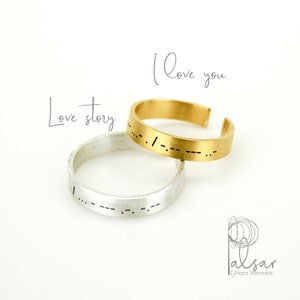 Morse Code Ring Morse Code Jewelry Engraved Couple Ring Lovers Ring ...