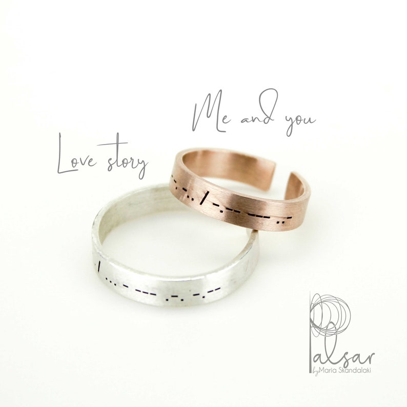 Morse Code Ring, MORSE Code Jewelry Hidden Message Ring, Open Band Ring ...