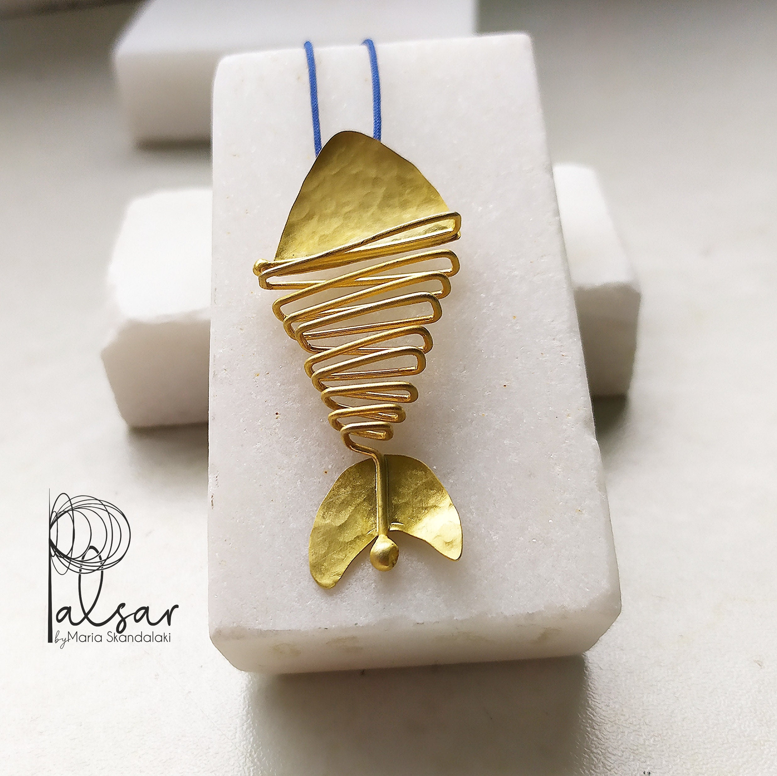 Fishbone Necklace, 925 Fishbone Pendant, Gilded Silver Aesthetic ...