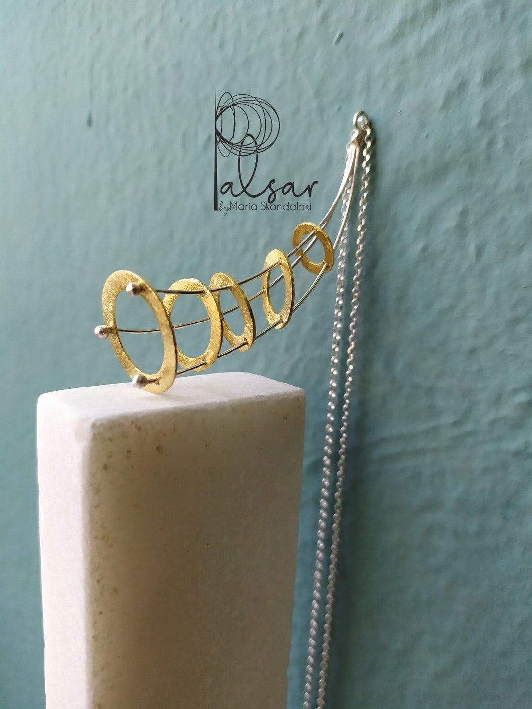 Cornucopia Necklace, Horn of Plenty Geometric Art Deco Necklace ...