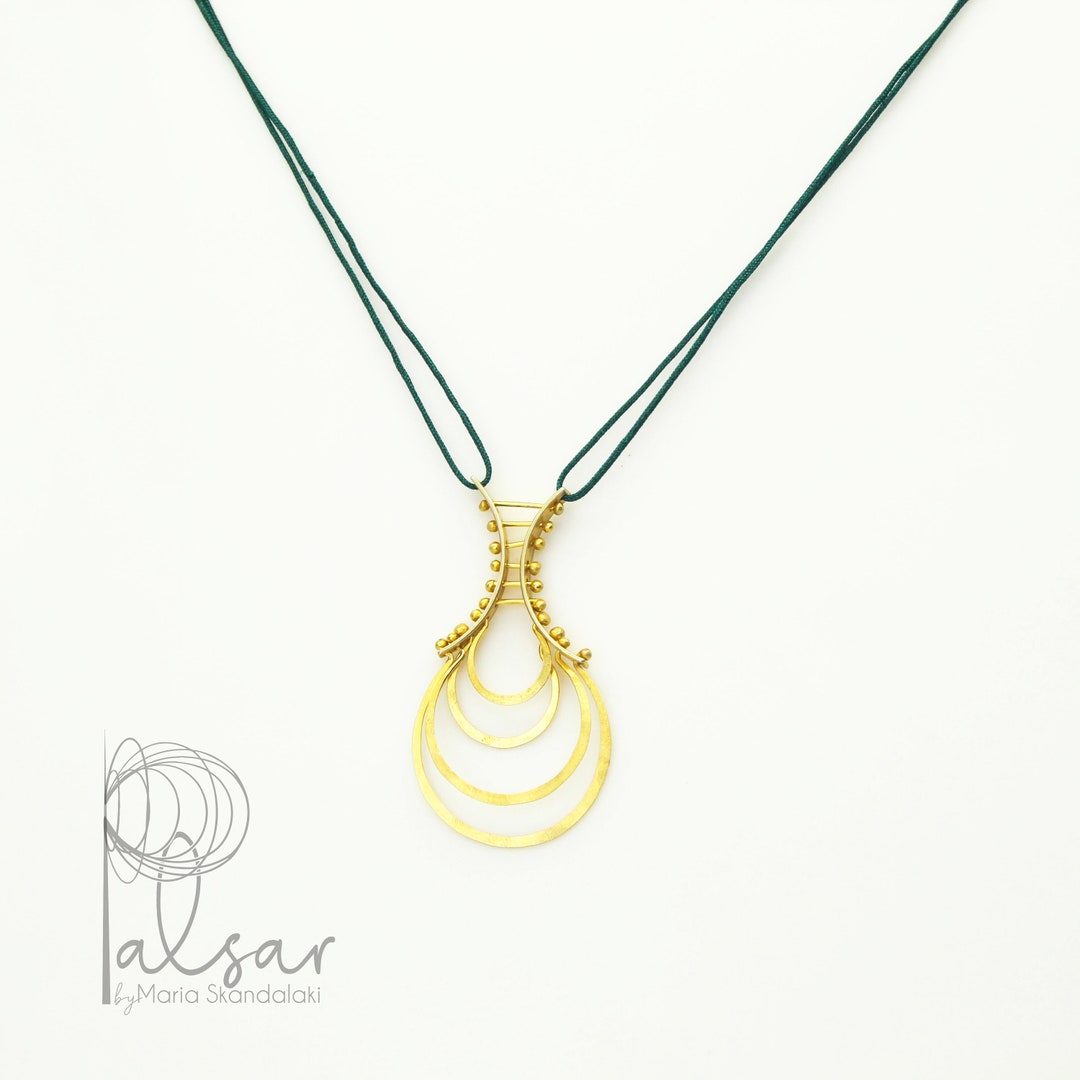 Alabaster Teardrop Necklace, Perpetual Motion Pendant, Gold Plated 925 ...