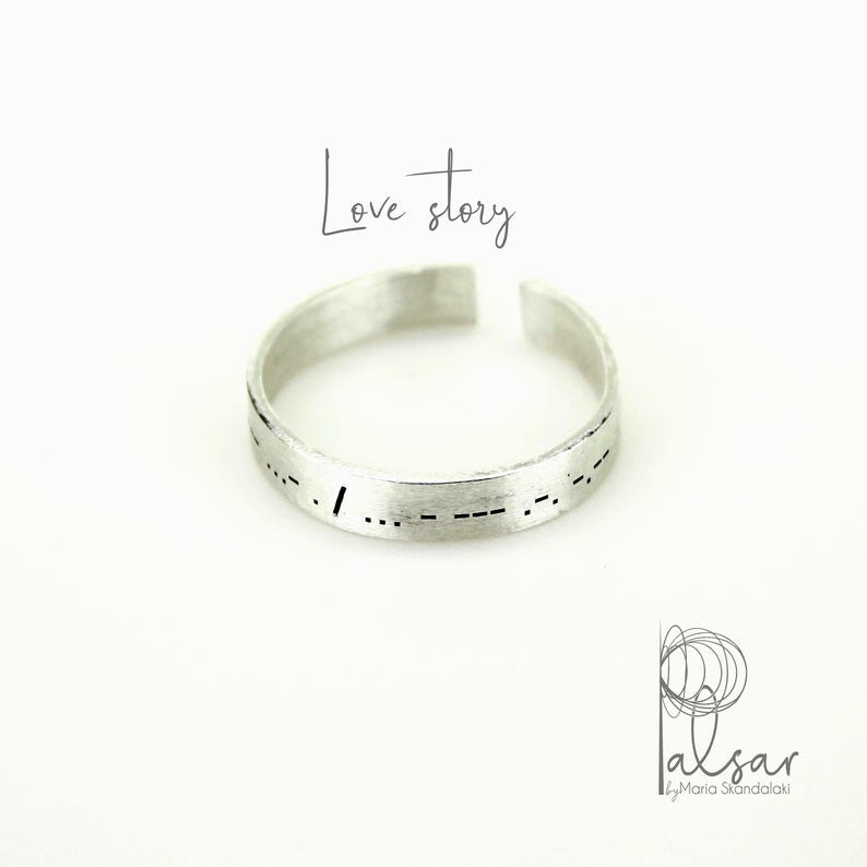 Morse Code Ring Morse Code Jewelry Engraved Couple Ring Lovers Ring ...