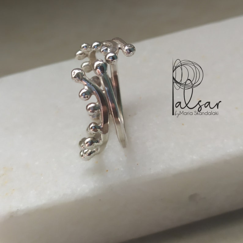 Sterling Silver Wavy Open Ring: Hand Forged Adjustable Band - Etsy