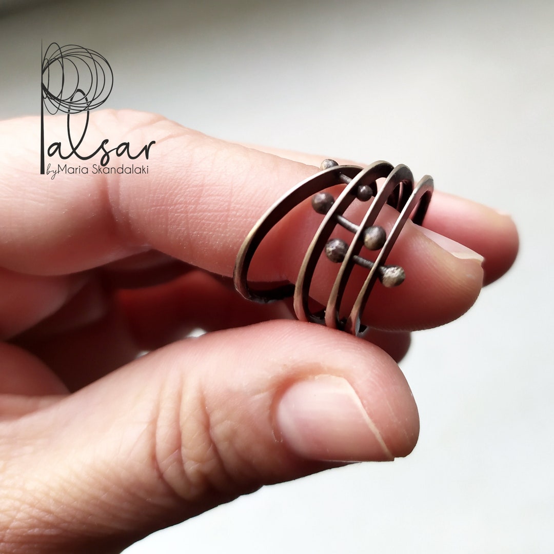 Kinetic Rings, Oxidized 925 Silver Rings, 4 Tied Rings, Kinetic Jewelry ...