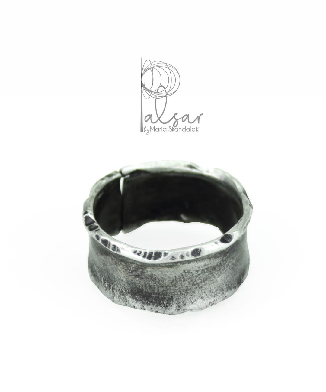 Oxidized 925 Silver Cool Rings for Men, Hand Forged Ring, Abstract ...