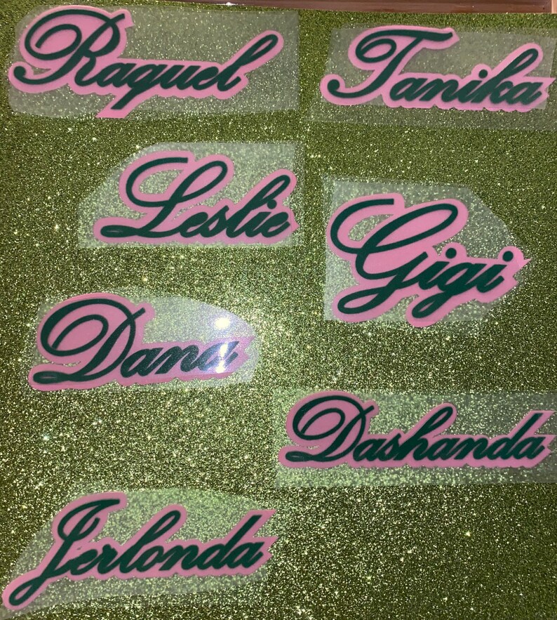 Green on Pink Iron-on Name Patch - Etsy