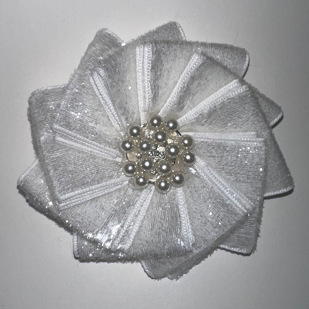 Doubled Glitter White Pinwheel Brooch Pin - Etsy