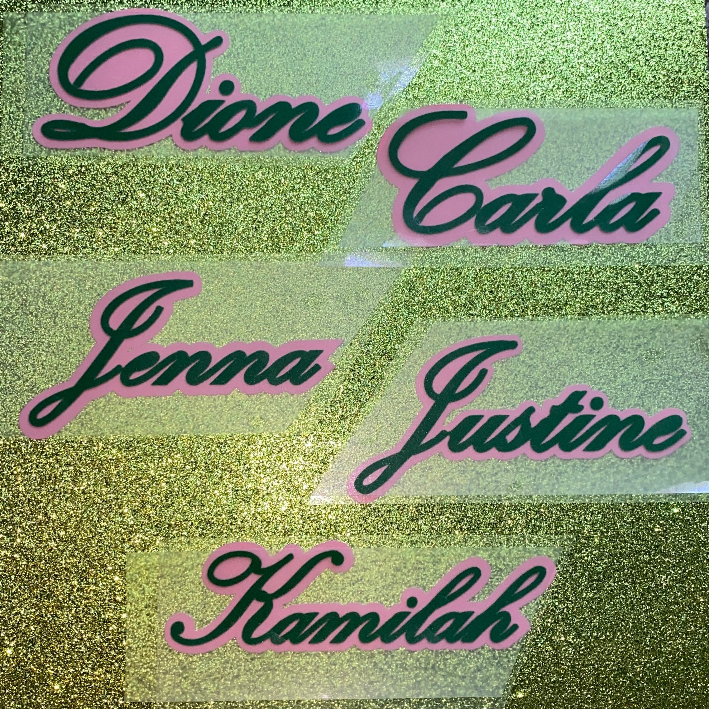 Green on Pink Iron-on Name Patch - Etsy