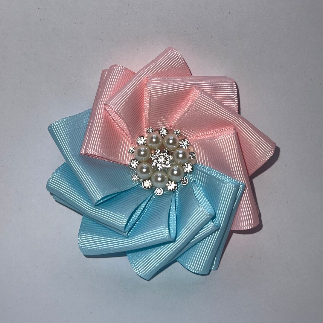 Doubled Baby Pink and Baby Blue Pinwheel Brooch Pin - Etsy