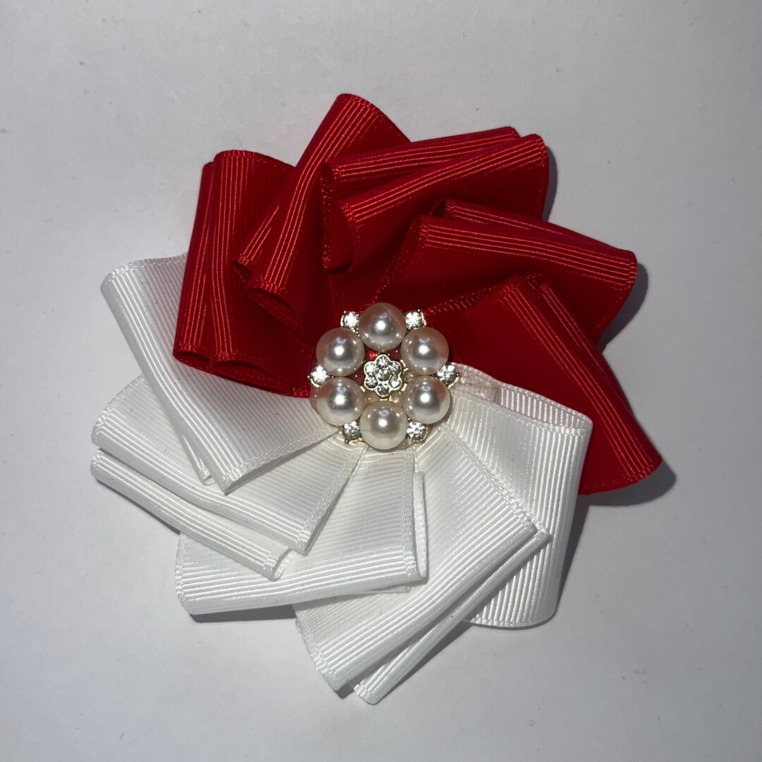 Doubled Red and White Brooch Pin - Etsy