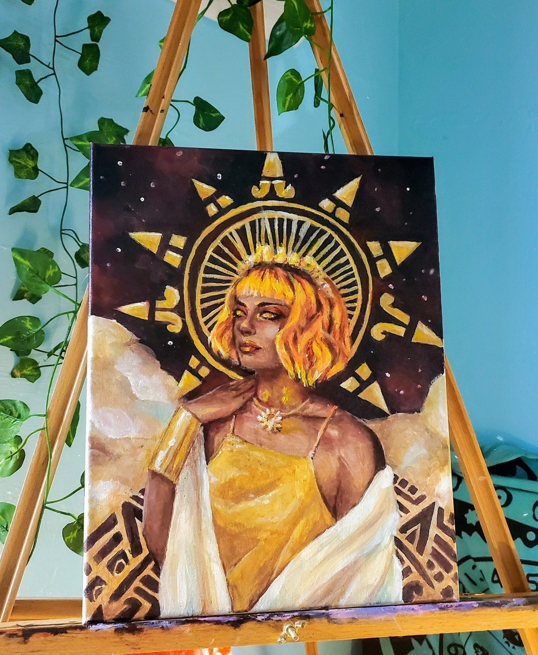 Golden Sun Goddess - Original Canvas Painting 11x14 - Etsy