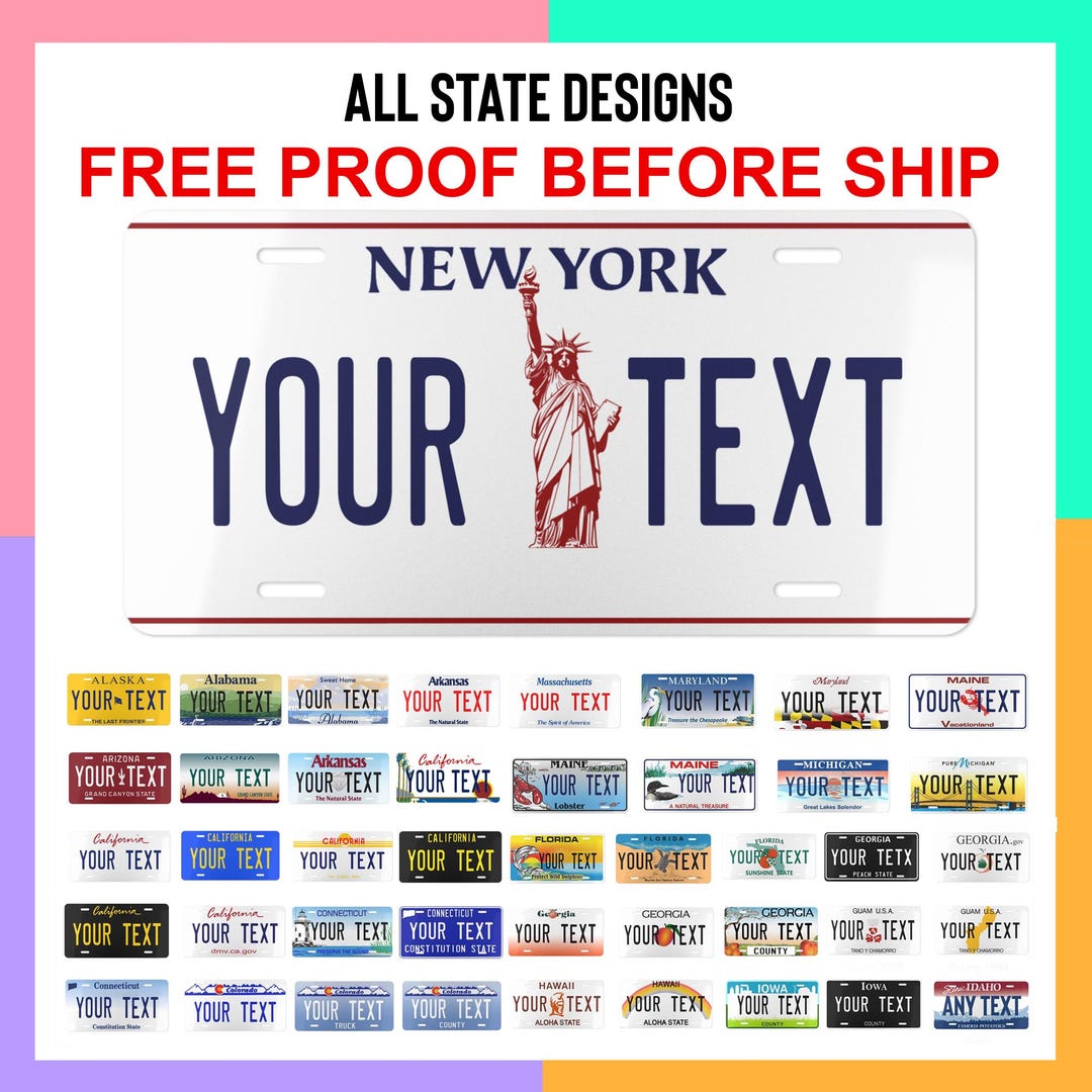 License Plate Custom Text Aluminum Car Tag, Personalized 6 X 12 In ...