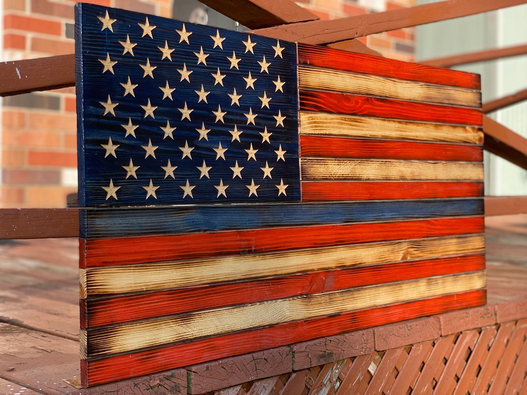Blue Line Flag / Rustic American Flag / American Blue Line Flag ...