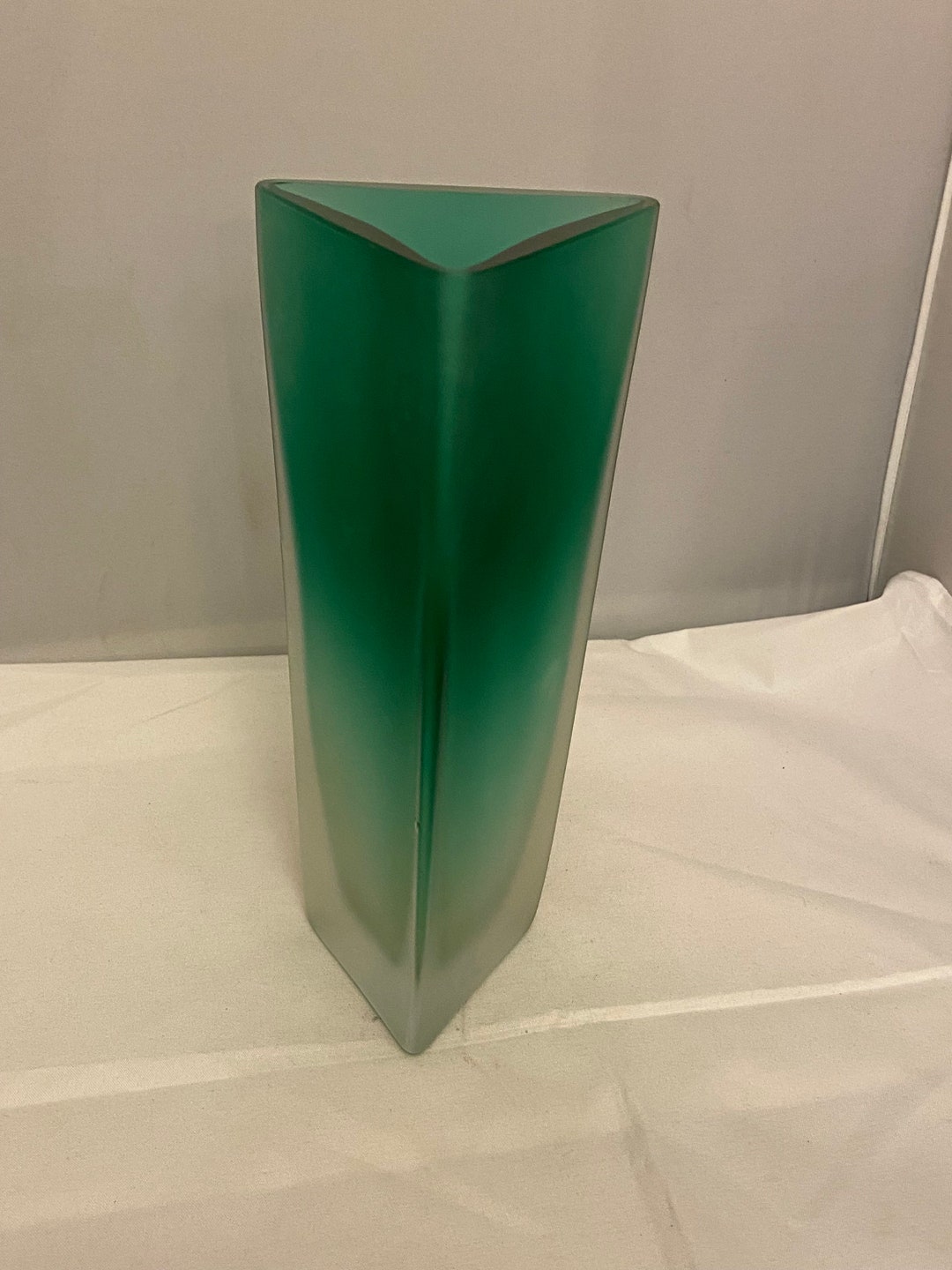 Krosno Frosted Green Triangular Vase - Etsy
