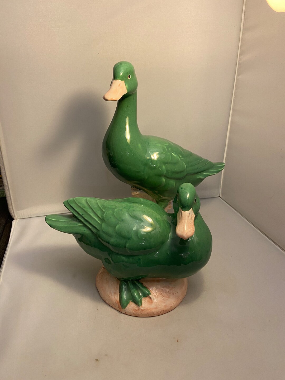 Pair Green Pottery Ducks - Etsy