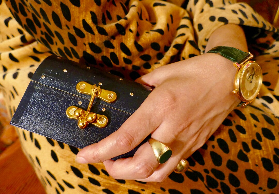 Midnight Blue & Gemstone Wooden Objet D'art. Can Be Used for Both Home ...