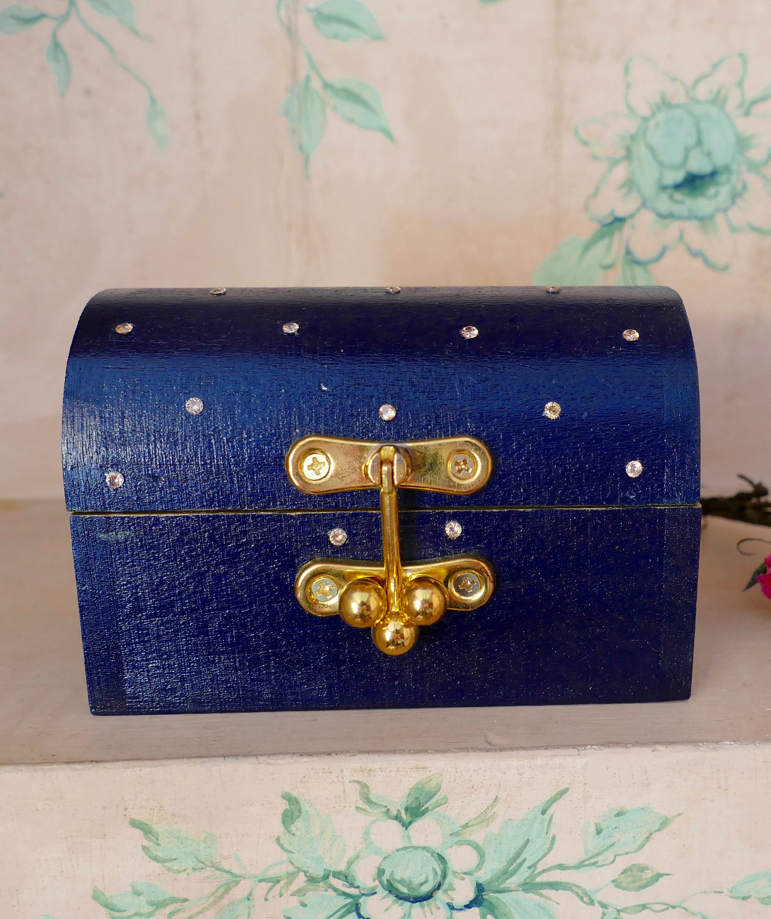 Midnight Blue & Gemstone Wooden Objet D'art. Can Be Used for Both Home ...