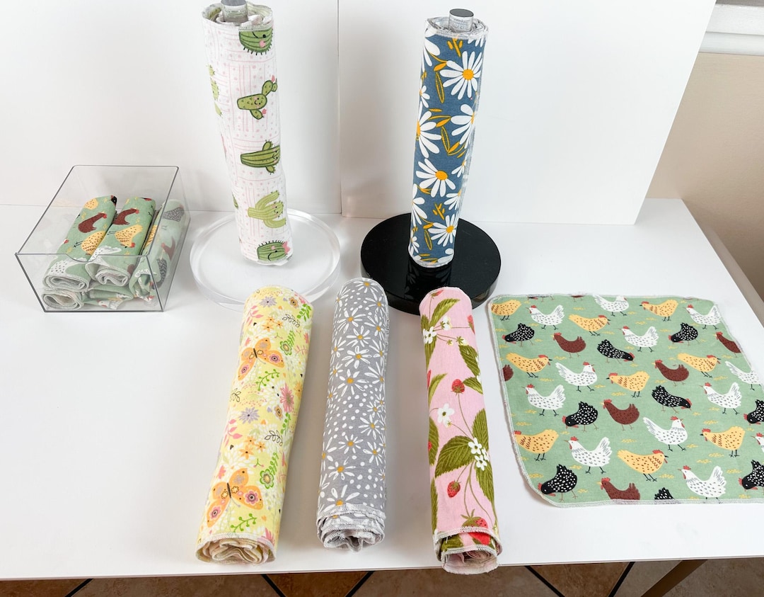 UN-PAPER TOWELS Handmade 100% Cotton Flannel Reusable, Washable Perfect ...