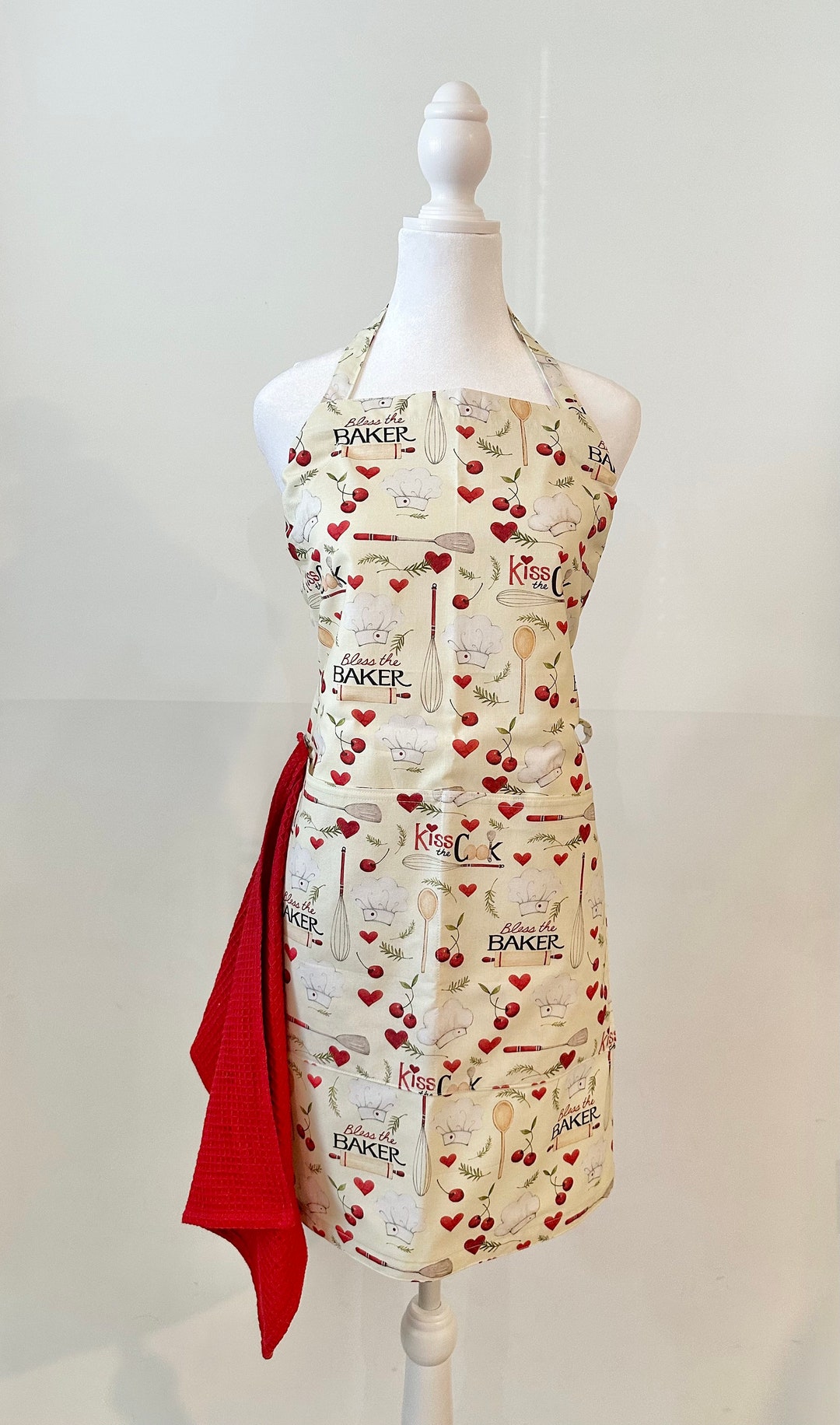 Adjustable Lined Apron With Pockets and a Removable Waffle Towel ...