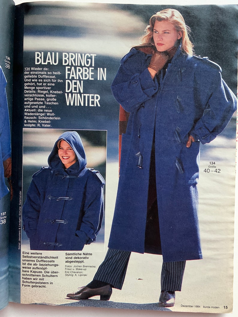 Vintage Burda Moden December 1984 - Etsy