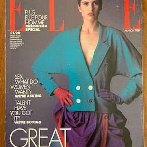 Vintage Elle Magazine March 1988 British Edition - Etsy