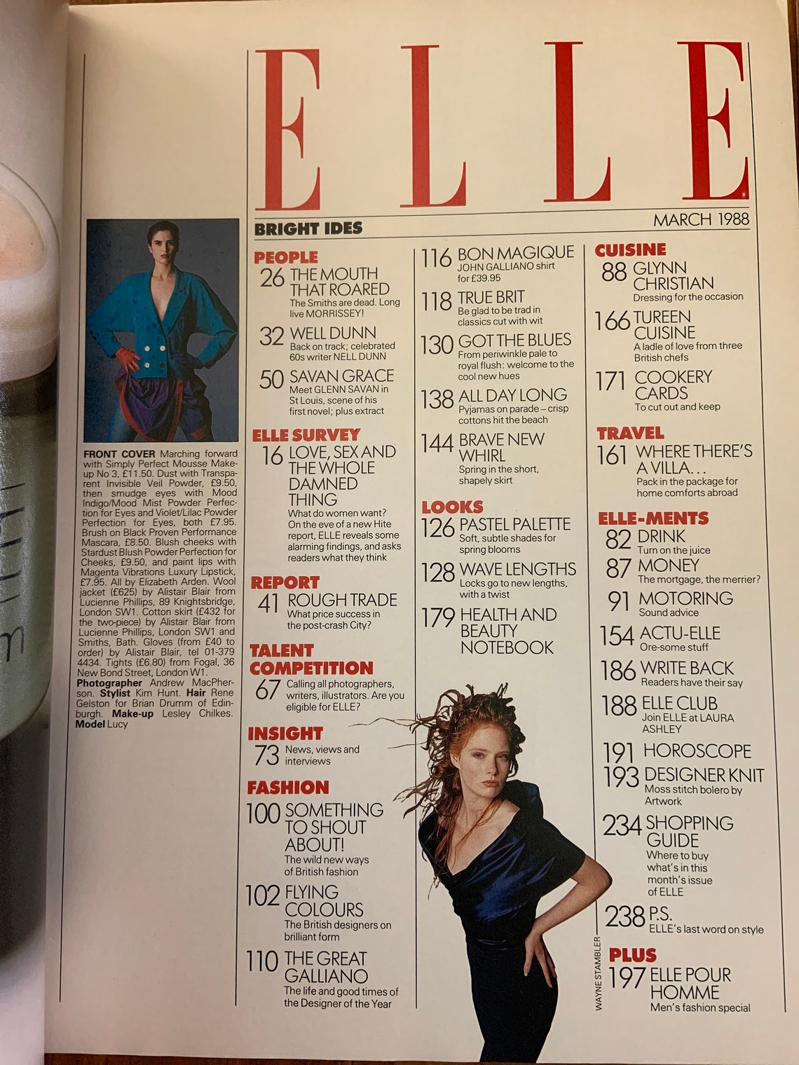 Vintage Elle Magazine March 1988 British Edition - Etsy