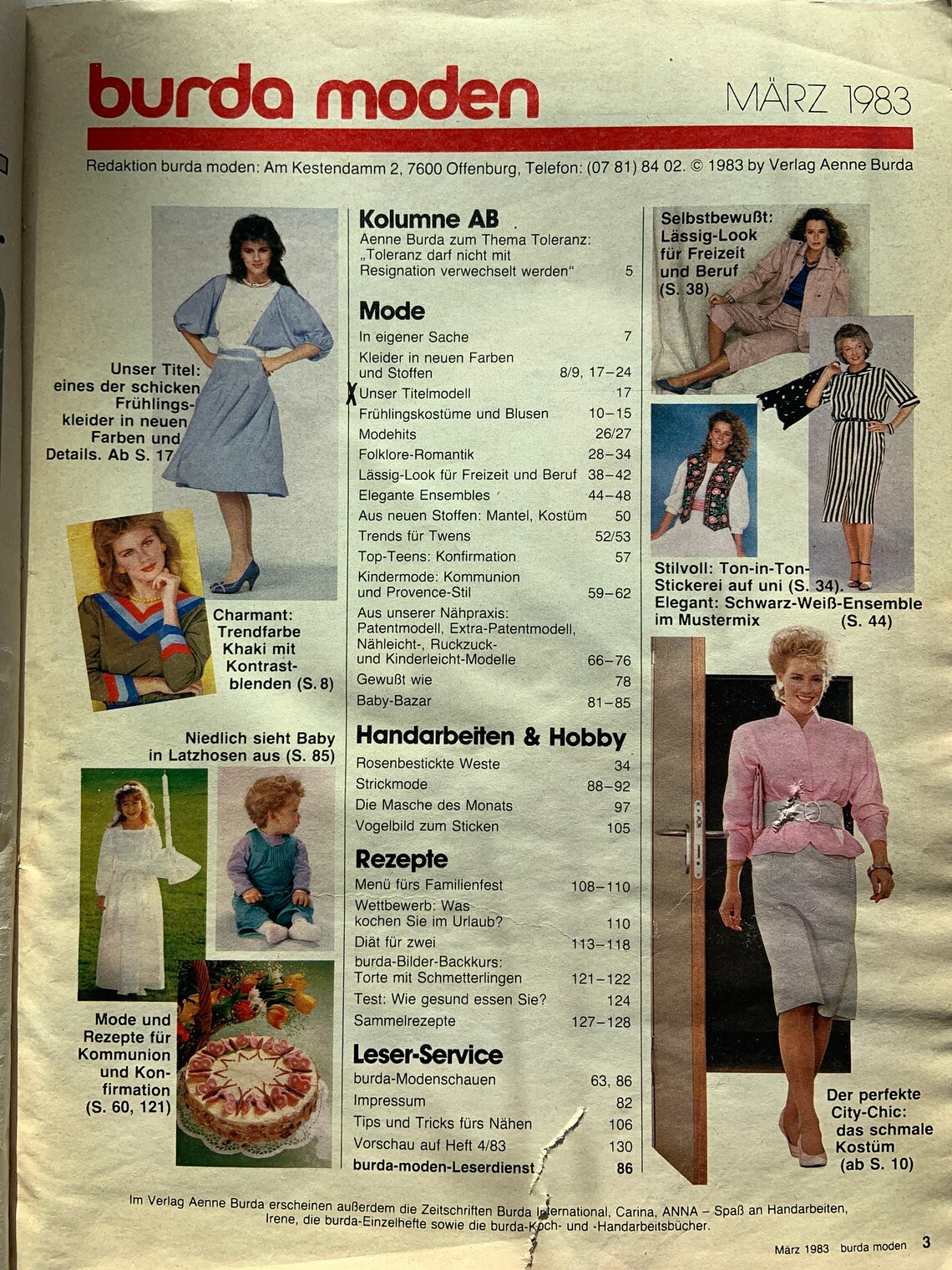 Vintage Burda Moden March 1983 - Etsy