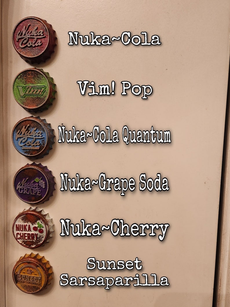 Nuka Cola Bottle Cap Magnet Set for Fallout Fans and Cosplayers 6 ...