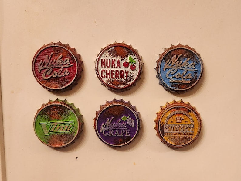 Nuka Cola Bottle Cap Magnet Set for Fallout Fans and Cosplayers 6 ...