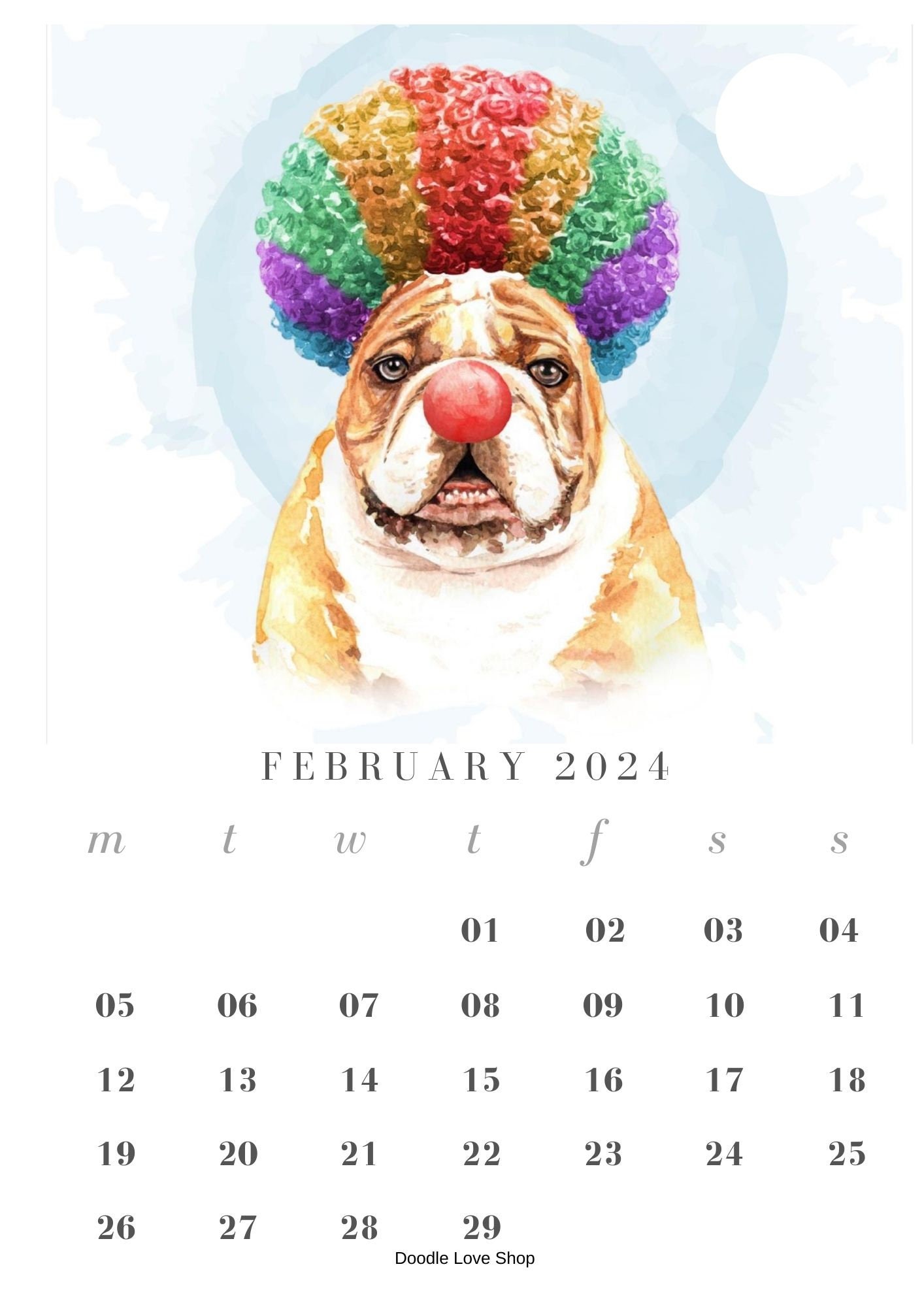 Dogs With Funny Hats 8.5 X11 Printable 2023 2024 Calendar Easy Instant ...