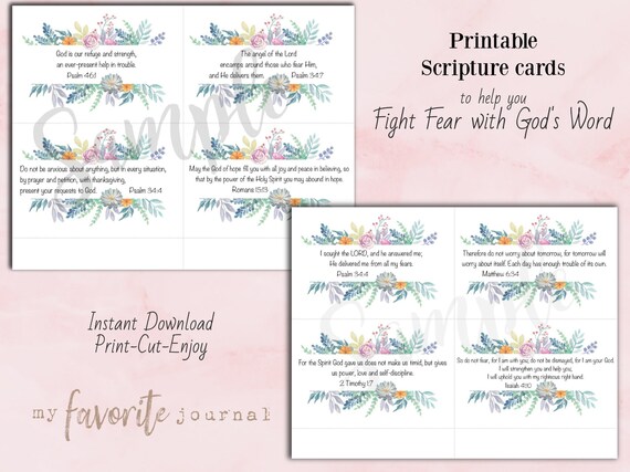 Scripture Cards Fear Themed Bible Verses Bible Memory Verse - Etsy