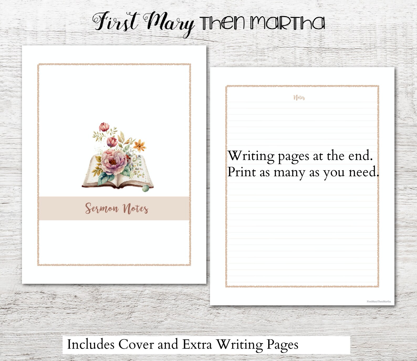 Sermon Notes, Printable, Letter Size, Faith Journal Insert, Bible ...