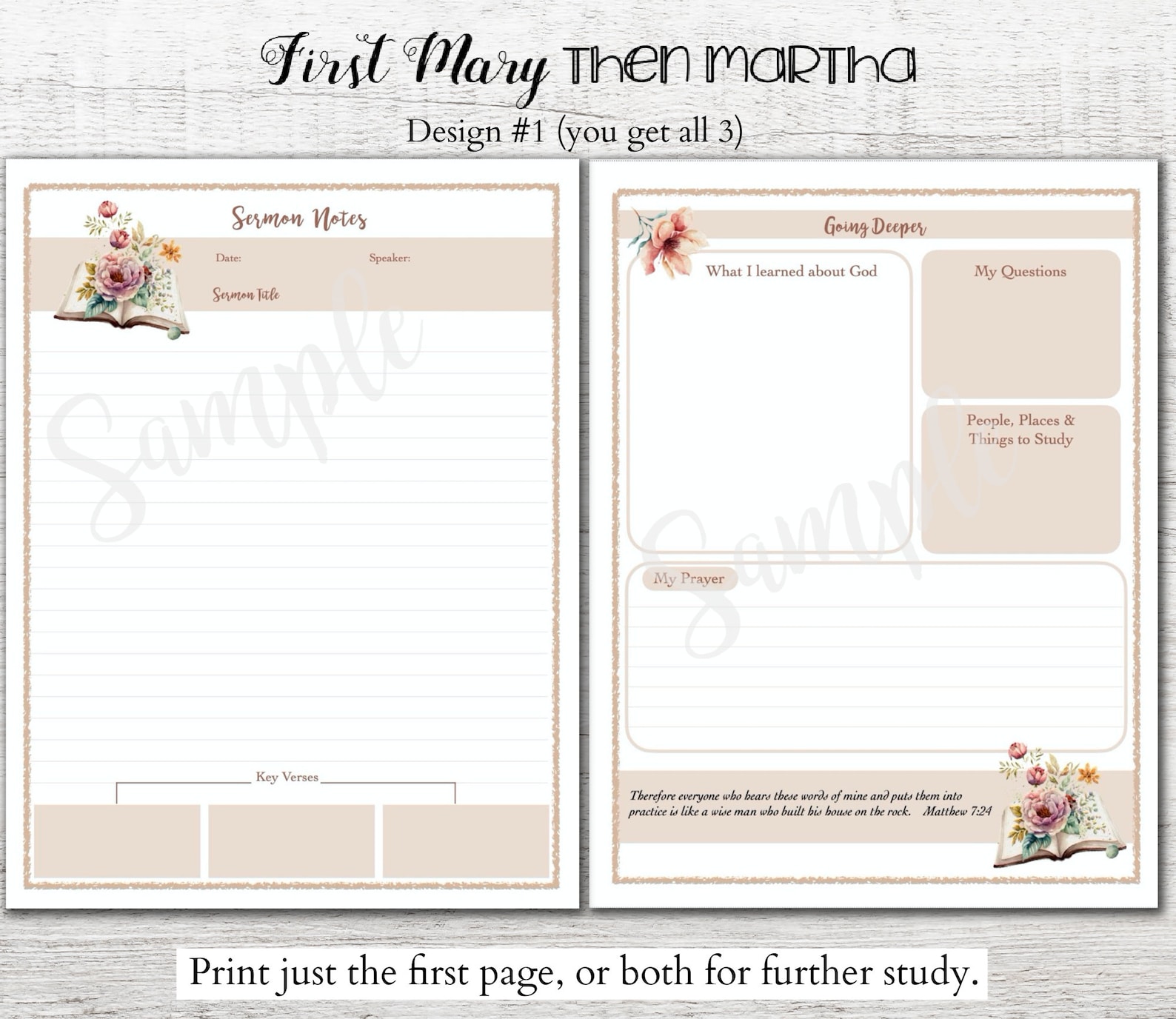 Sermon Notes, Printable, Letter Size, Faith Journal Insert, Bible ...