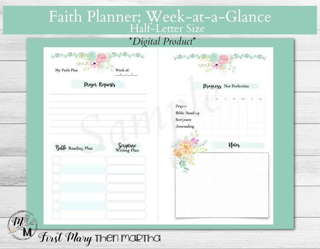 Printable Weekly Faith Planner, Half-letter Size, From the Cotton Candy ...