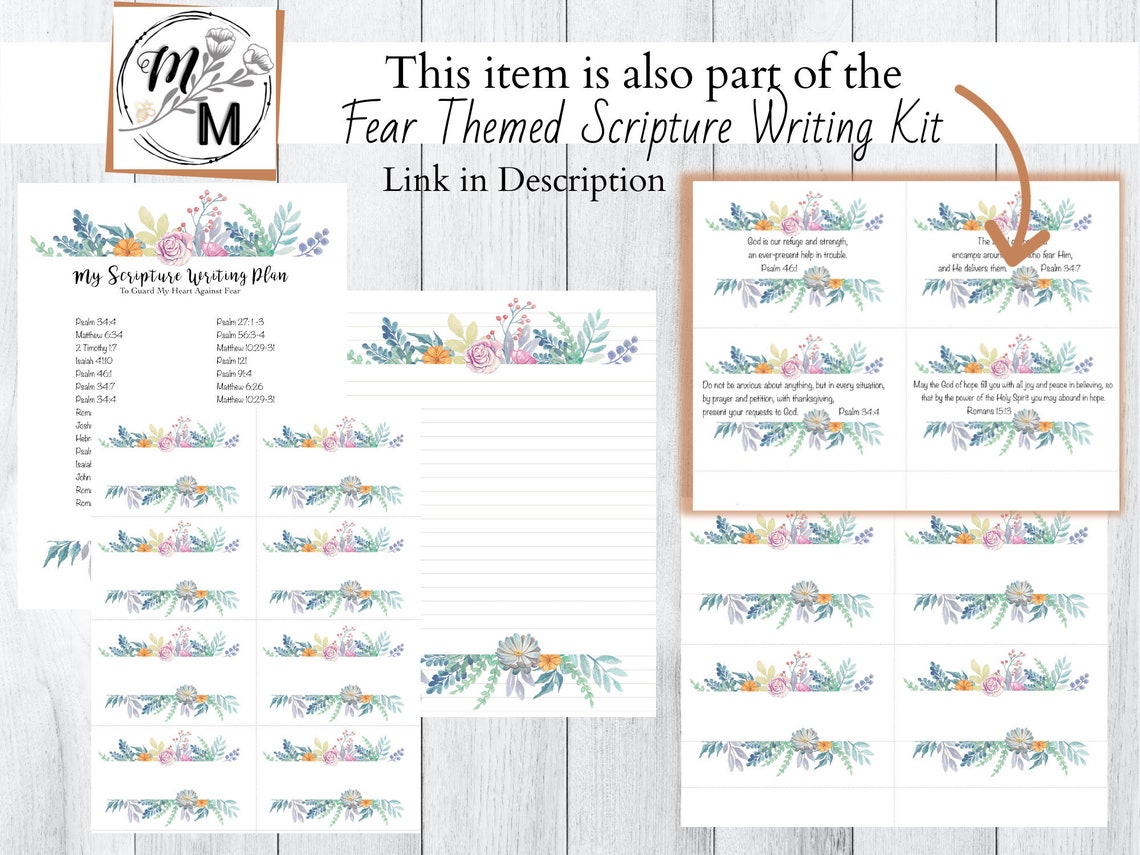 Scripture Cards, Fear Themed Bible Verses, Bible Memory Verse Cards ...