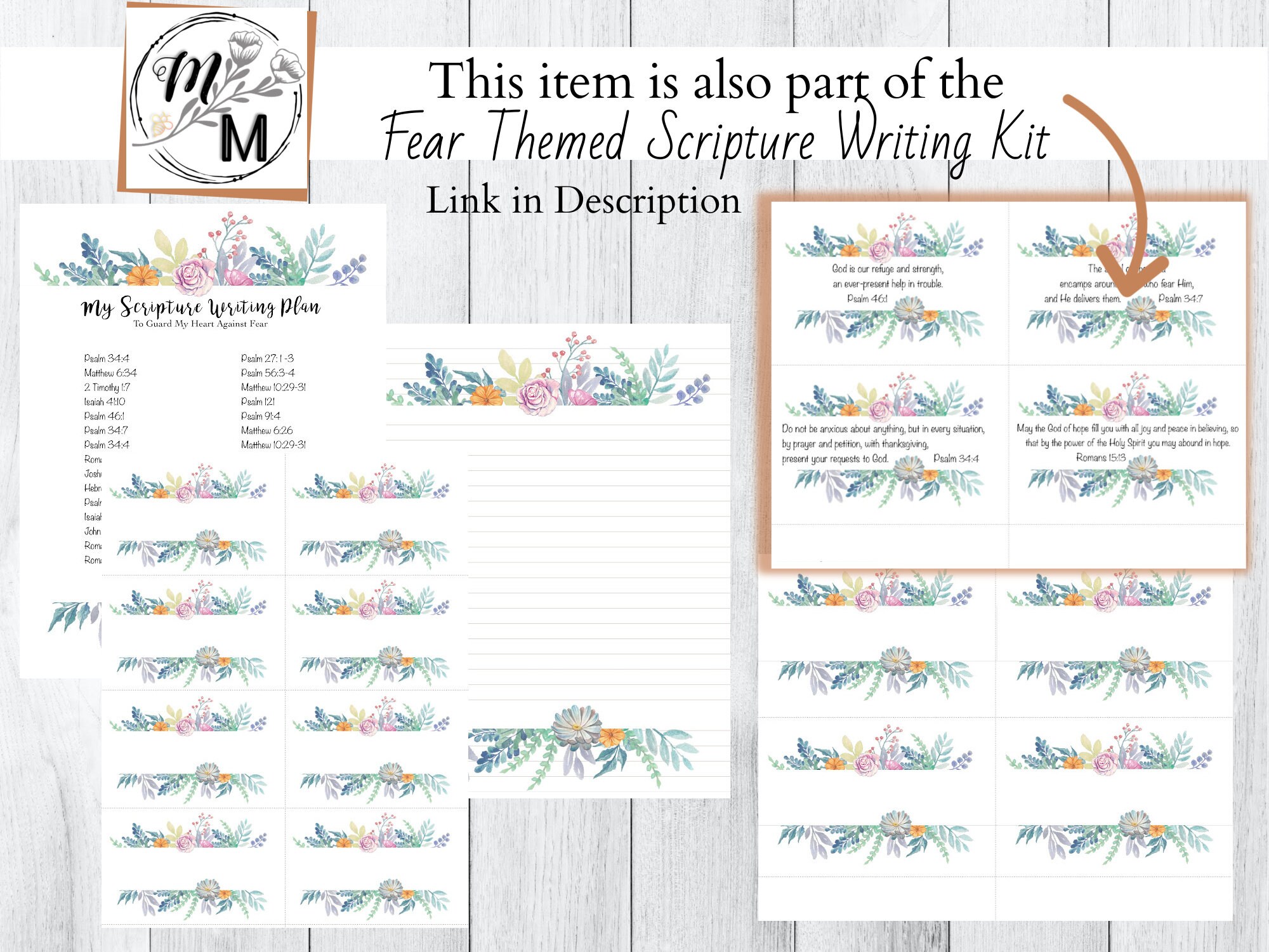 Scripture Cards, Fear Themed Bible Verses, Bible Memory Verse Cards ...
