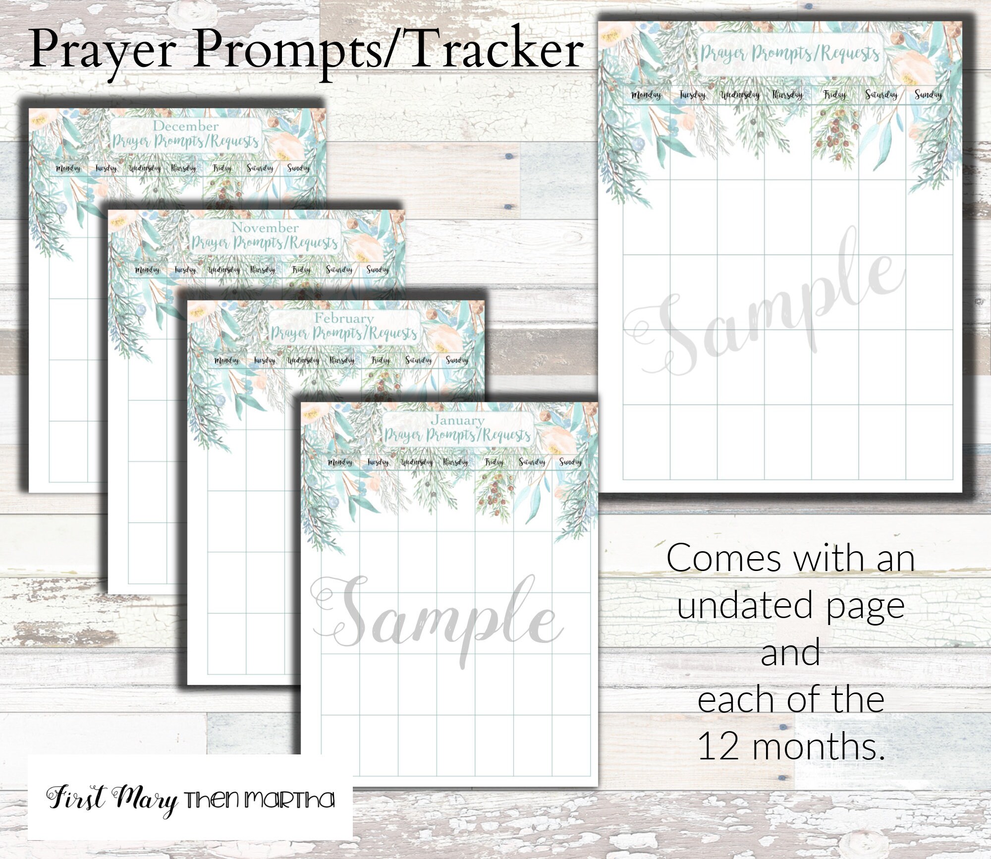 Faith Planner Kit (12 Month) Printable Weekly Plan, Prayer Calendar ...