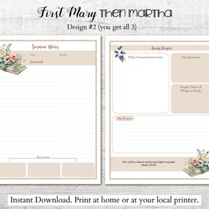 Sermon Notes, Printable, Letter Size, Faith Journal Insert, Bible ...