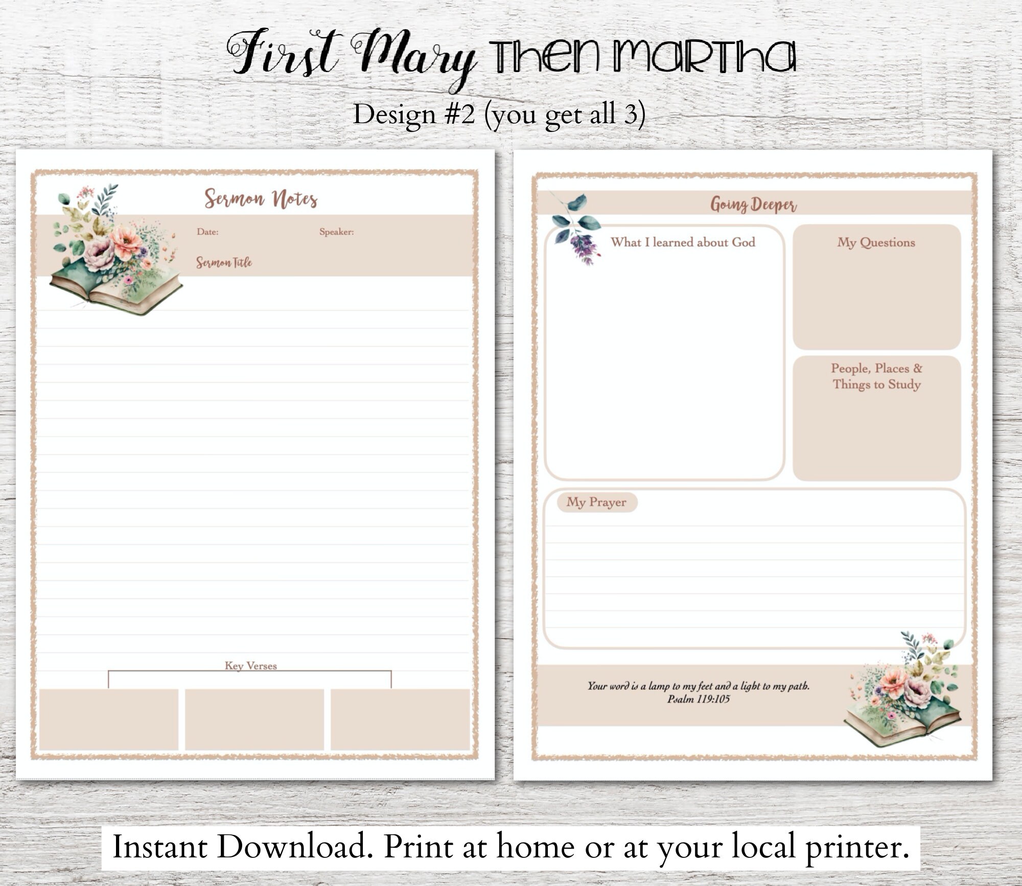 Sermon Notes, Printable, Letter Size, Faith Journal Insert, Bible ...