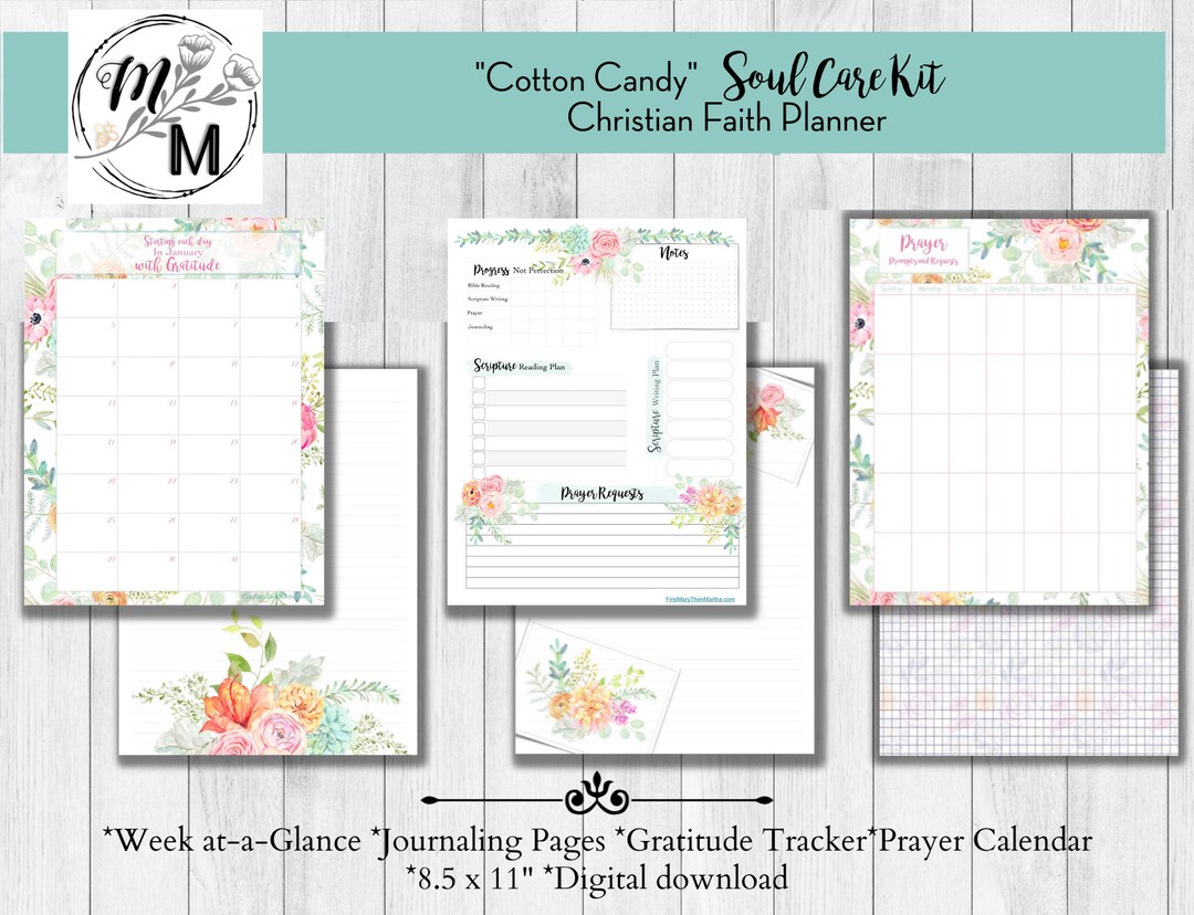 Faith Planner Kit, Printable Weekly Plan, Prayer Calendar, Scripture ...