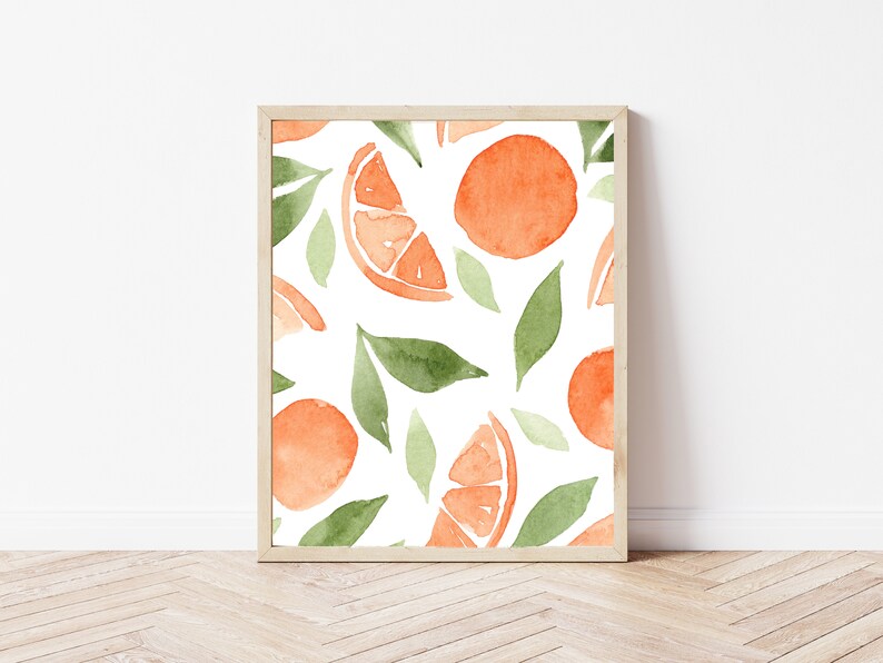 Watercolor Oranges, DIGITAL DOWNLOAD, Kitchen Wall Decor, Botanical Art ...