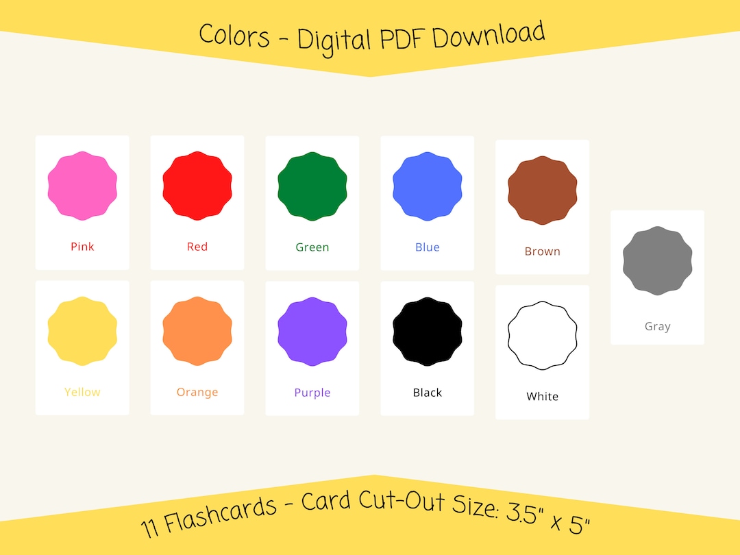 11 Colors Flashcards for Toddlers Preschool Montessori Learning ...