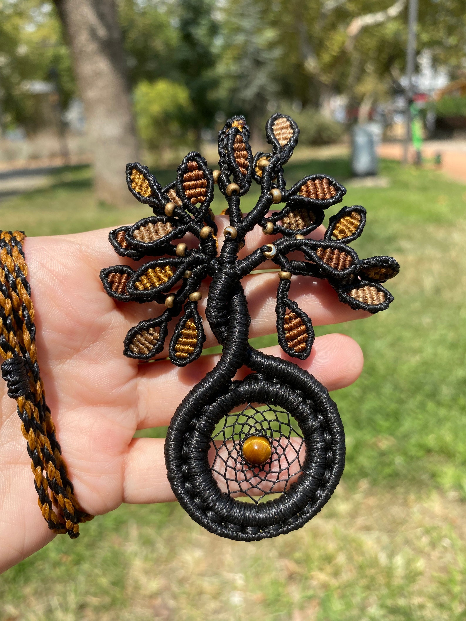 Tree of Life Macrame Necklace With Tiger's Eye Bead - Etsy