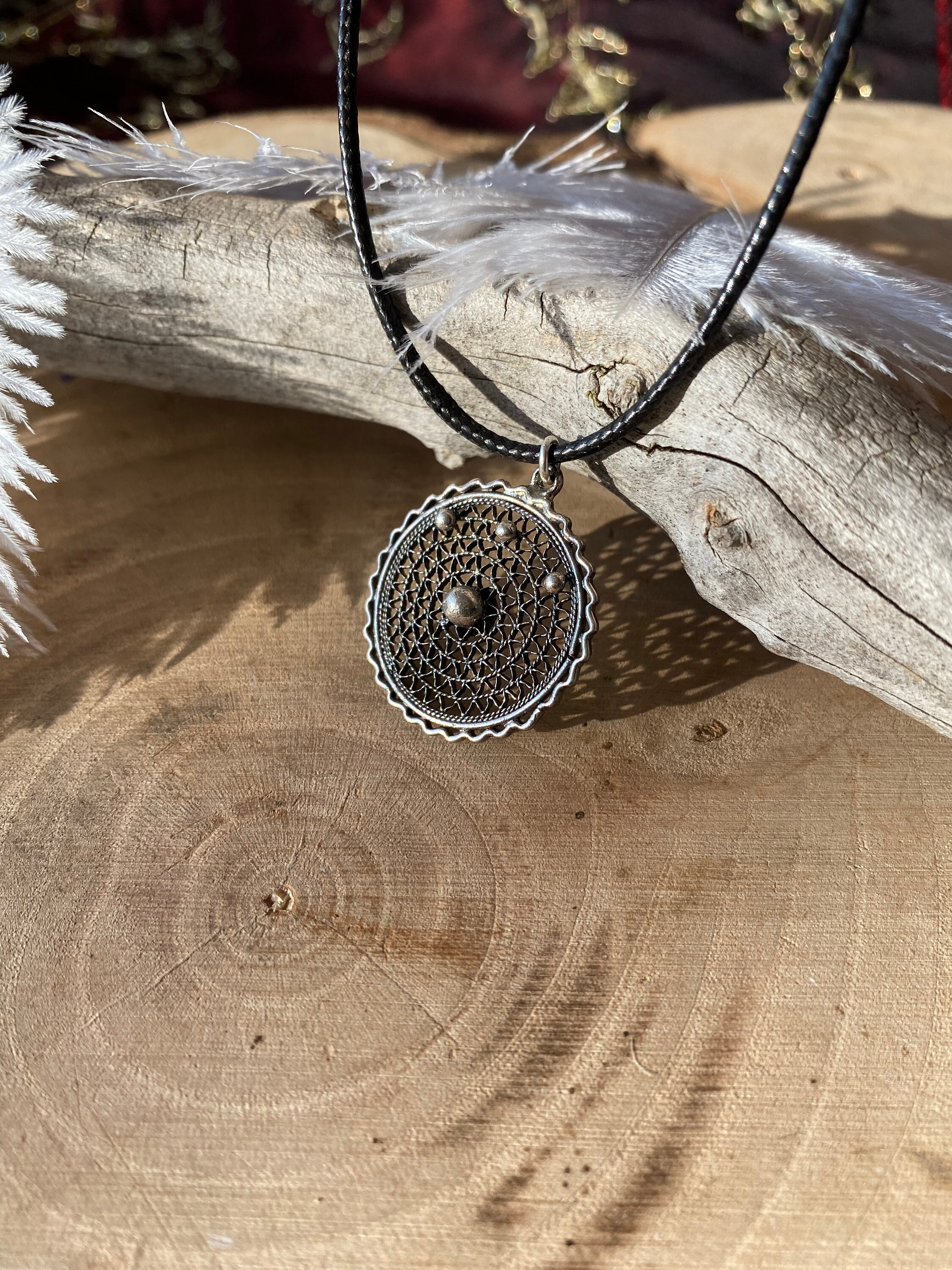 Sterling Silver Filigree Necklace: Turkish Telkari Pendant, Adjustable ...