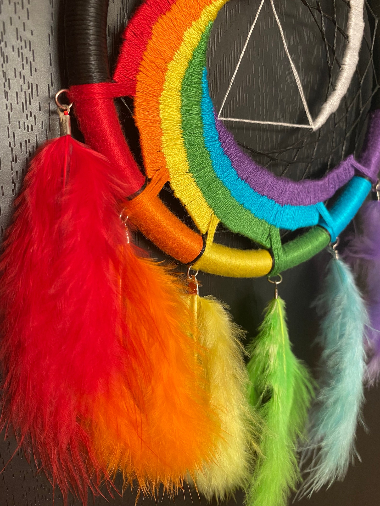 Rainbow Dreamcatcher: Pink Floyd Inspired Boho Wall Art - Etsy